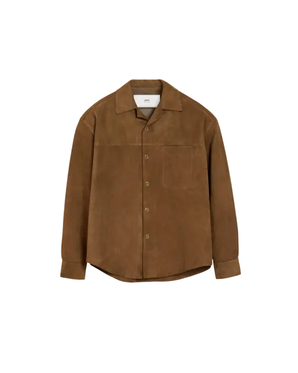 AMI Paris Goat Suede Overshirt - Hazelnut