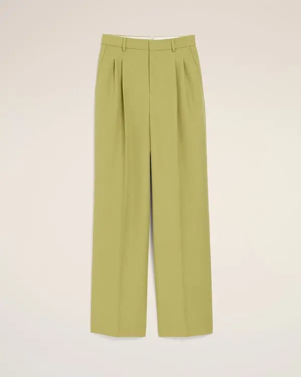 AMI Paris Wool Canvas Wide Leg Trousers - Matcha