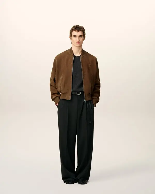 Ami Brown Leather Zipped Jacket - Hazelnut