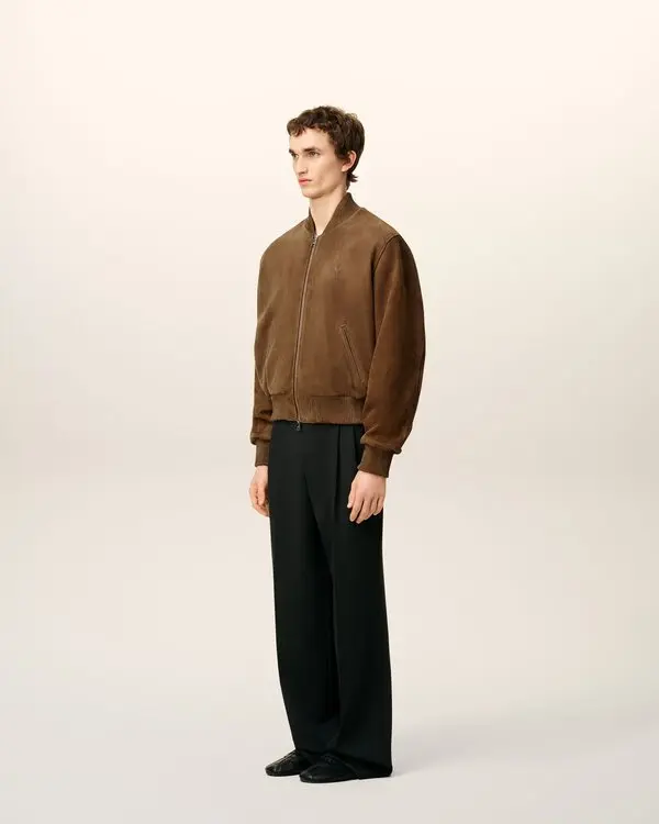 Ami Brown Leather Zipped Jacket - Hazelnut