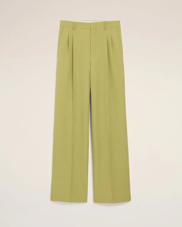 AMI Paris Wool Canvas Wide Leg Trousers - Matcha