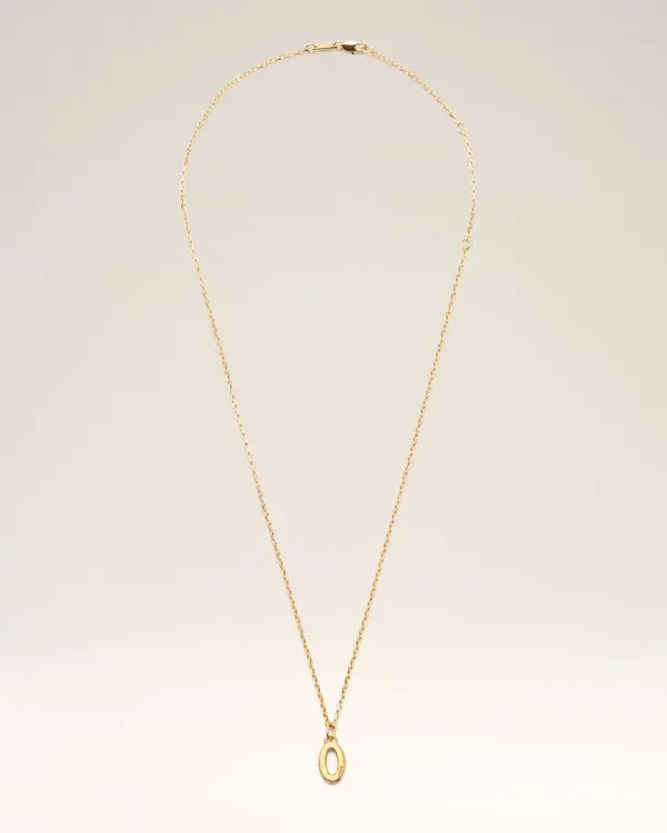 AMI Paris Brass Hammered "0" Pendant Necklace