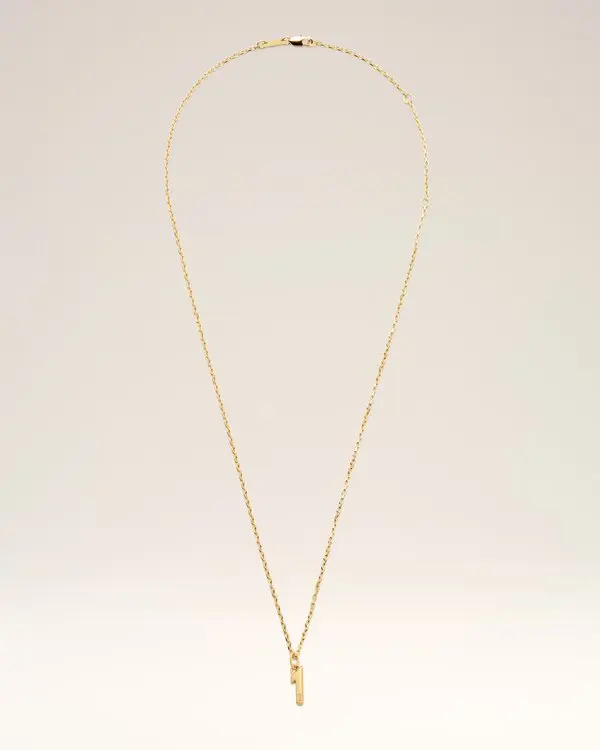 AMI Paris Brass Hammered "1" Pendant Necklace - Gold