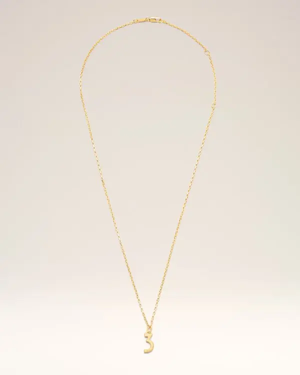 AMI Paris Brass Hammered '3' Pendant Necklace - Gold
