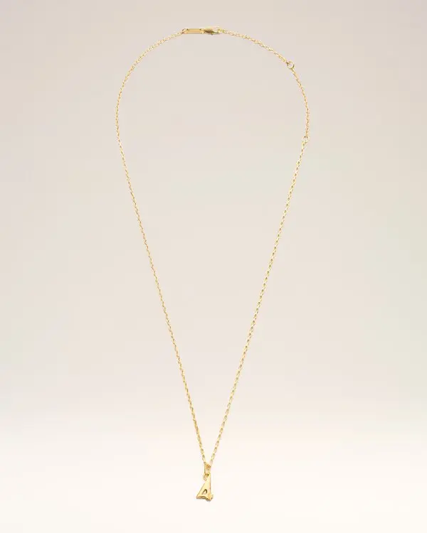 AMI Paris Brass Hammered '4' Pendant Necklace - Gold