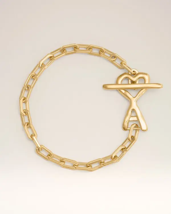 AMI Paris De Coeur Hammered Pendant Bracelet In Plated Brass - Gold