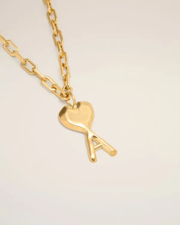 AMI Paris Brass Hammered De Coeur Pendant Necklace