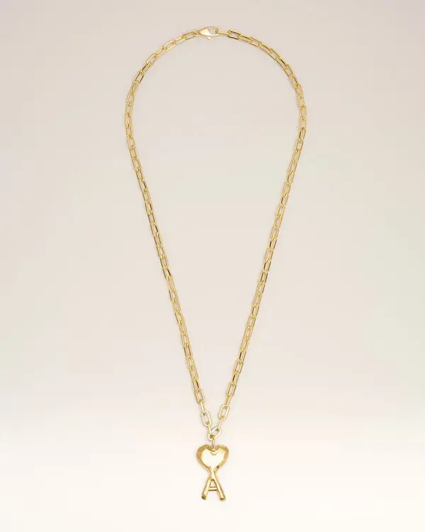 AMI Paris Brass Hammered De Coeur Pendant Necklace