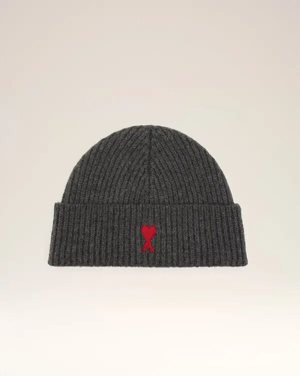 AMI Paris Wool Beanie With De Coeur Patch