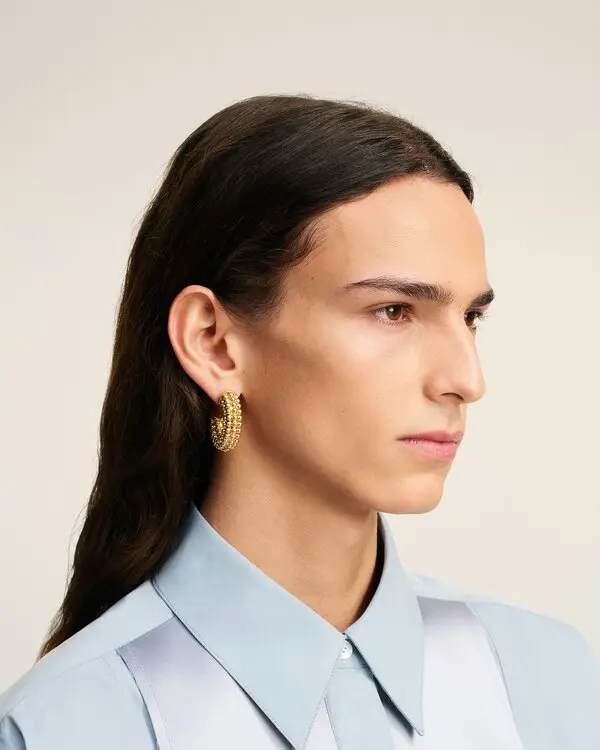 AMI Paris Brass Pearl Earrings