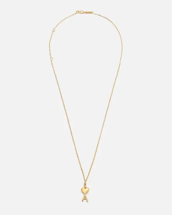 AMI Paris Brass Hammered De Coeur Pendant Necklace - Gold