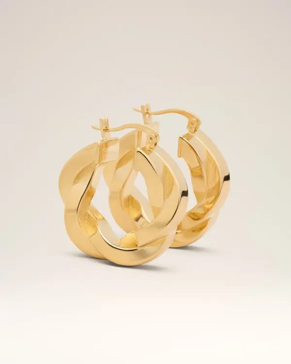 AMI Paris Brass Tresse Hoop Earrings - Gold