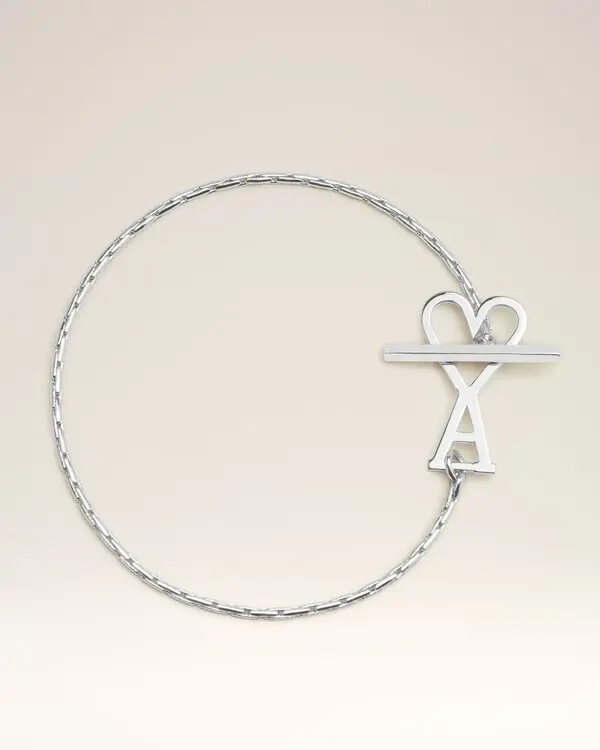 AMI Paris Brass Chain Bracelet With De Coeur Motif - Silver