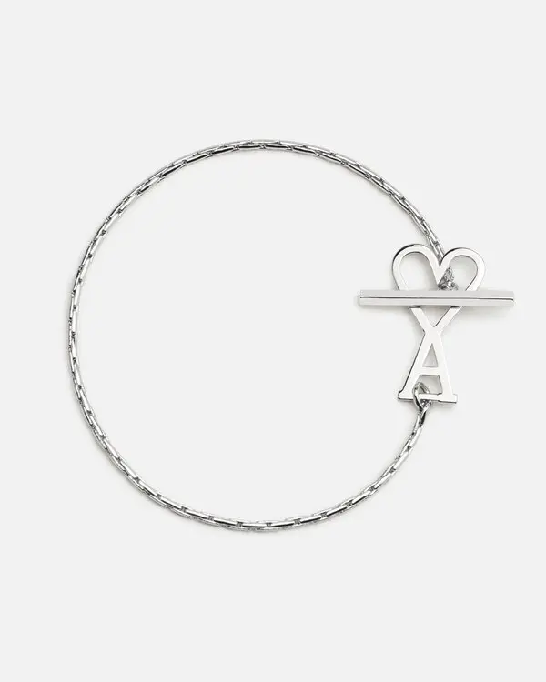 AMI Paris Brass Chain Bracelet With De Coeur Motif - Silver