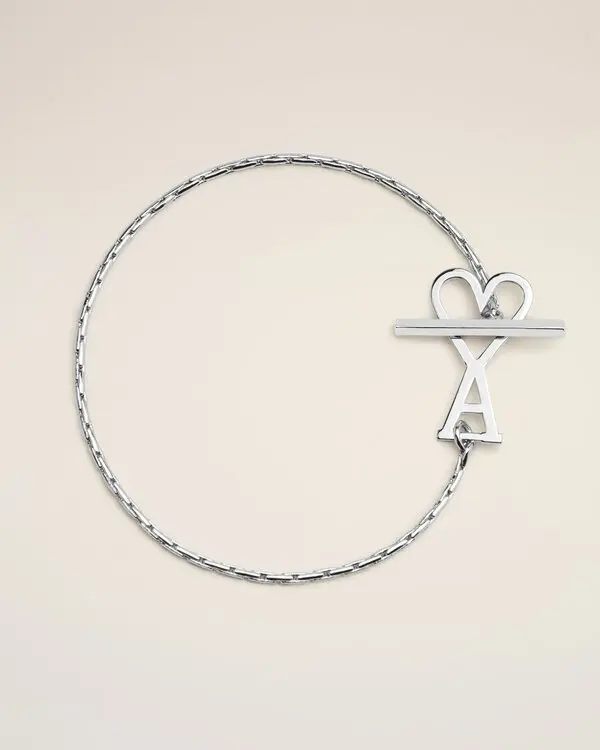 AMI Paris Brass Chain Bracelet With De Coeur Motif - Silver
