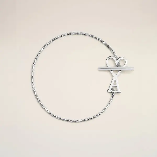 AMI Paris Brass Chain Bracelet With De Coeur Motif - Silver