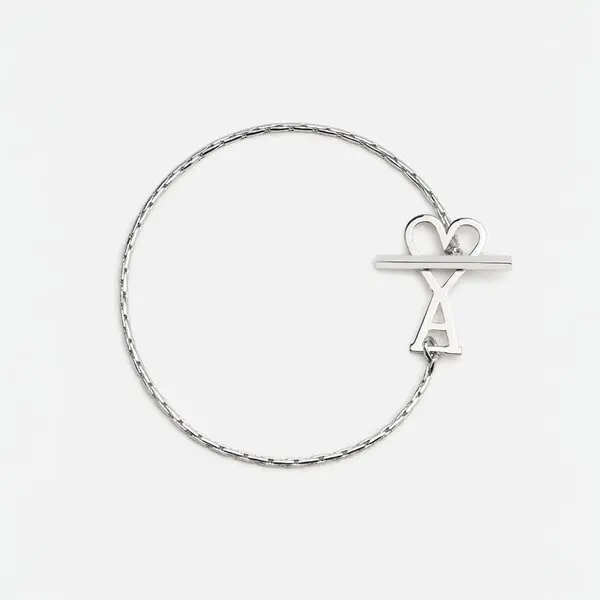 AMI Paris Brass Chain Bracelet With De Coeur Motif - Silver
