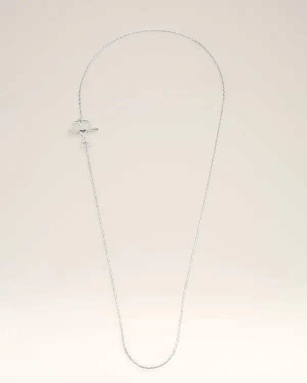 AMI Paris Brass Chain Necklace With De Coeur Clasp - Silver