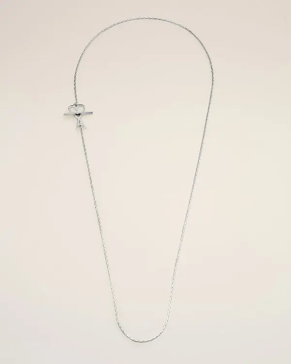 AMI Paris Brass Chain Necklace With De Coeur Clasp - Silver