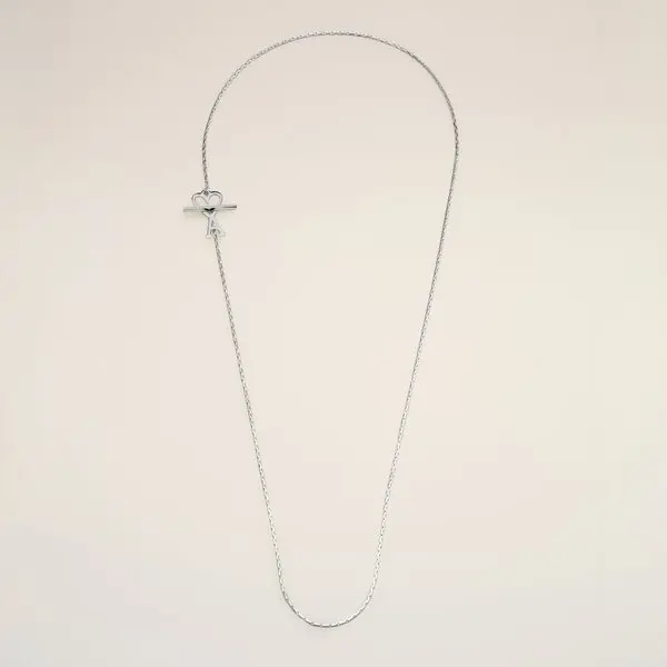 AMI Paris Brass Chain Necklace With De Coeur Clasp - Silver