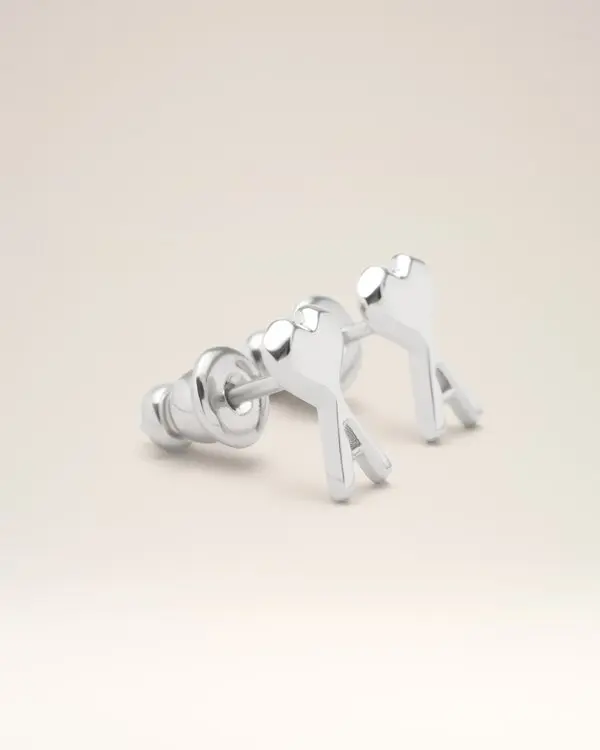 AMI Paris Brass De Coeur Hammered Earrings - Silver