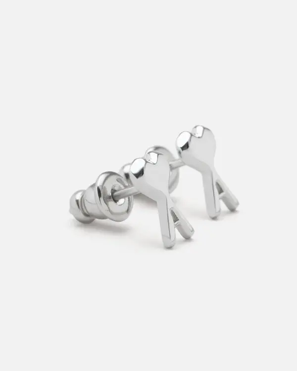 AMI Paris Brass De Coeur Hammered Earrings - Silver