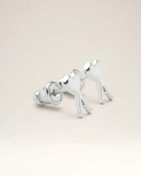 AMI Paris Brass De Coeur Hammered Earrings - Silver