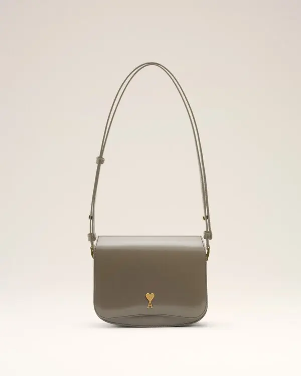 AMI Paris Glazed Leather Paris Bag - Carbon