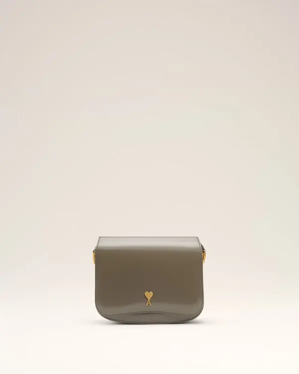 AMI Paris Glazed Leather Paris Bag - Carbon