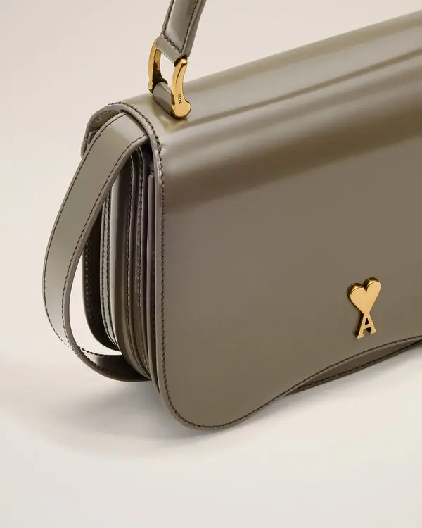 AMI Paris Glazed Leather Top Handle Bag