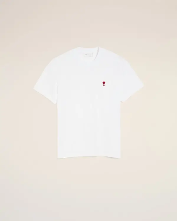 AMI Paris Cotton T-shirt With De Coeur Embroidery - White