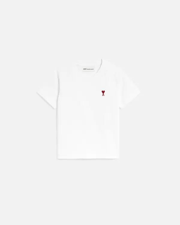 AMI Paris Cotton T-shirt With De Coeur Embroidery - White