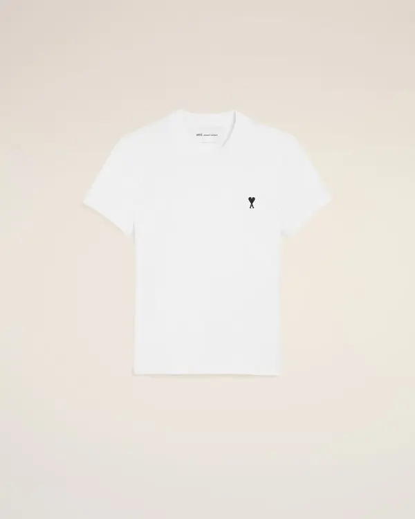AMI Paris Cotton T-shirt With De Coeur Embroidery - White