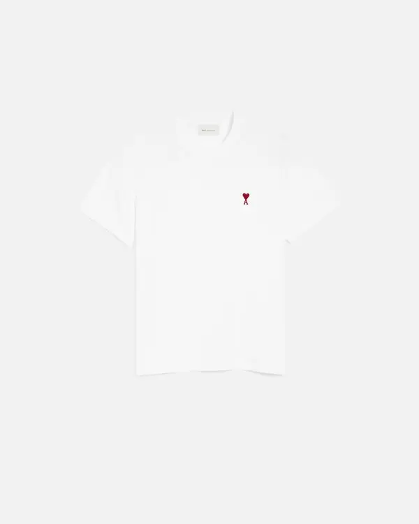 AMI Paris Cotton T-shirt With De Coeur Embroidery - White