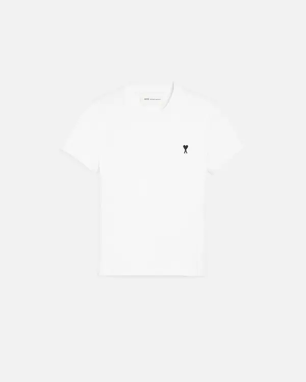 AMI Paris Cotton T-shirt With De Coeur Embroidery - White