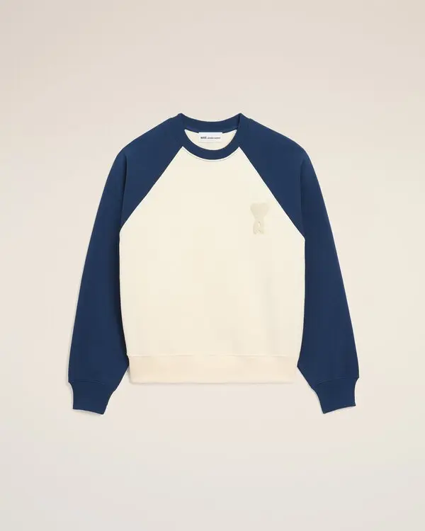 Ami De Coeur Two Tone Sweatshirt - White Cream/ink