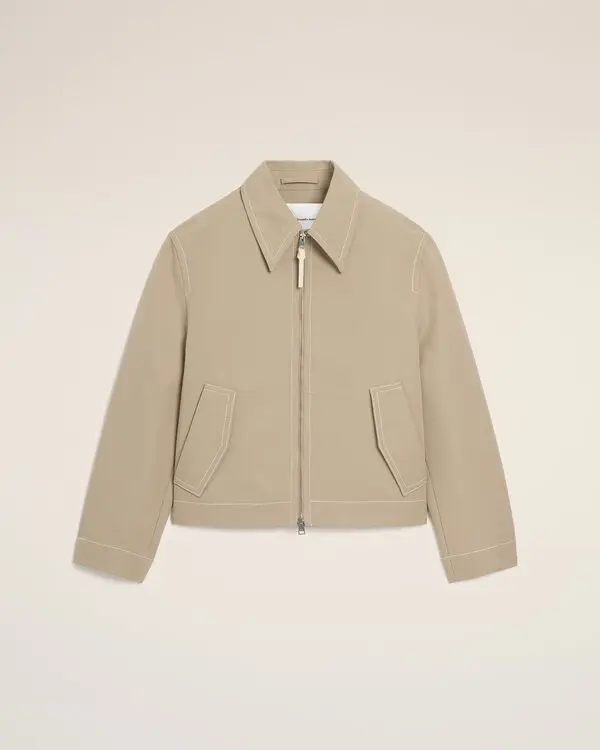 Ami Beige Cotton Zipped Jacket Beige - Taupe Beige