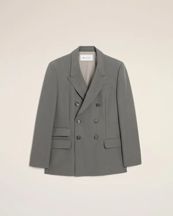 AMI Paris Double-breasted Wool Blazer - Carbon