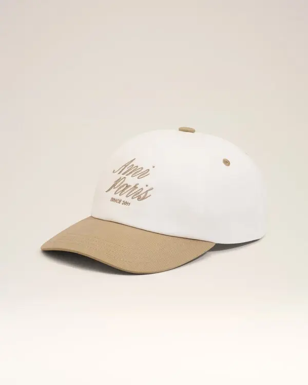 Ami Beige And White Bicolor Cotton Cap Beige - Taupe Beige/white Cream