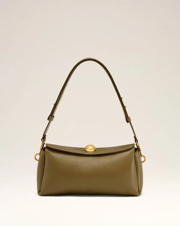 AMI Paris Leather Carrousel Bag Green