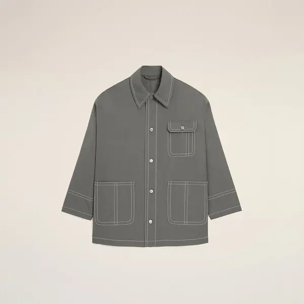 AMI Paris Grey Wool Worker Jacket