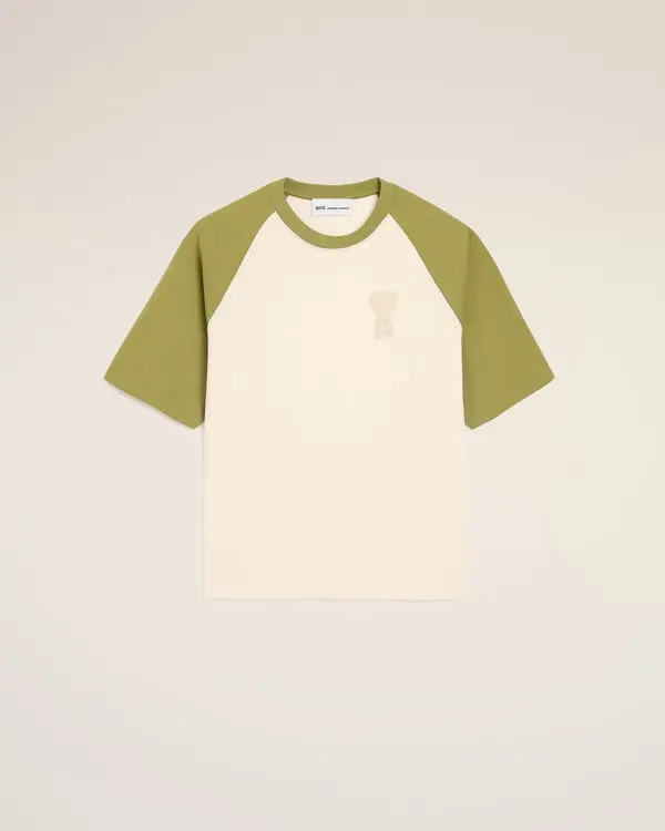 Ami De Coeur Knitted Patch T-shirt - White Cream/matcha