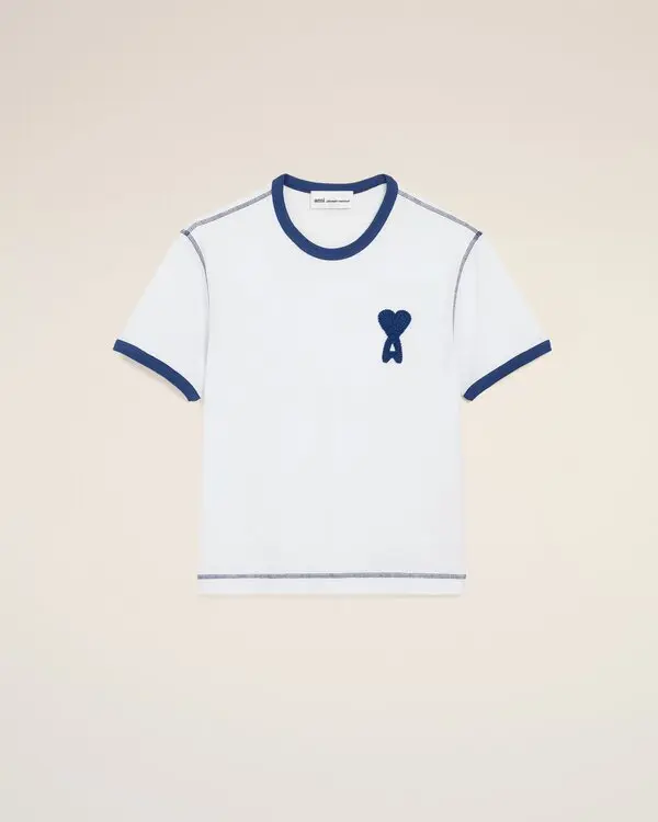 Ami De Coeur Knitted Patch T-shirt - White/ink