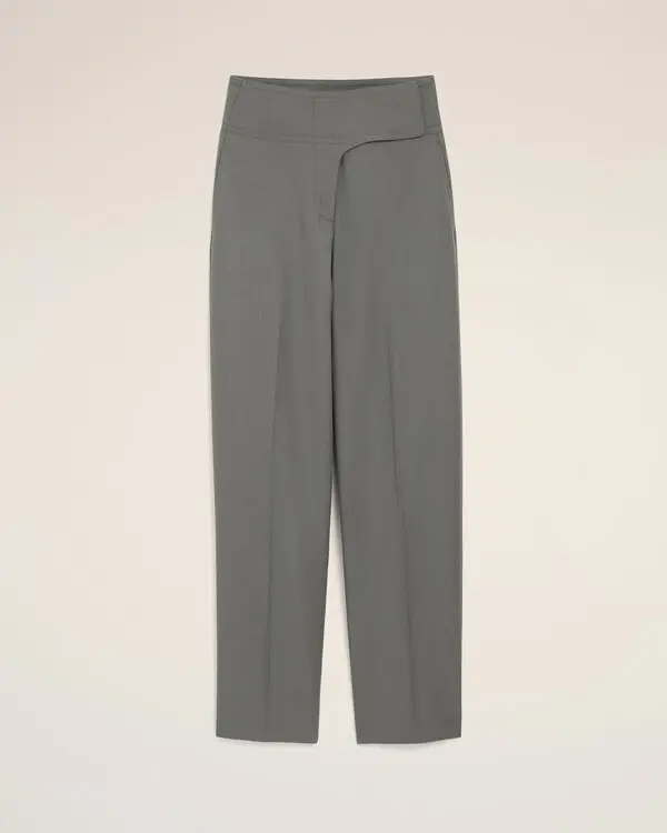 AMI Paris Wrapped Belted Wool Canvas Trousers - Carbon