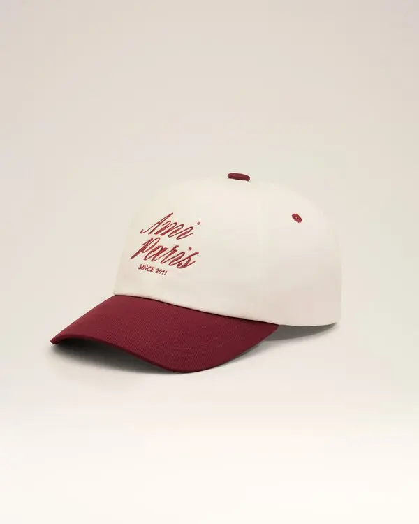 AMI Paris Two Toned Cotton Cap - Rubis/cream