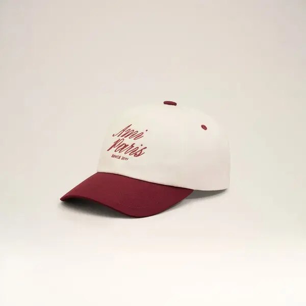 AMI Paris Two Toned Cotton Cap - Rubis/cream
