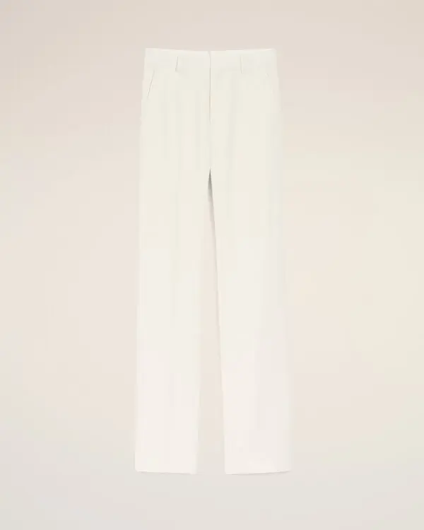 Ami Blended Linen Straight Trousers - White Cream