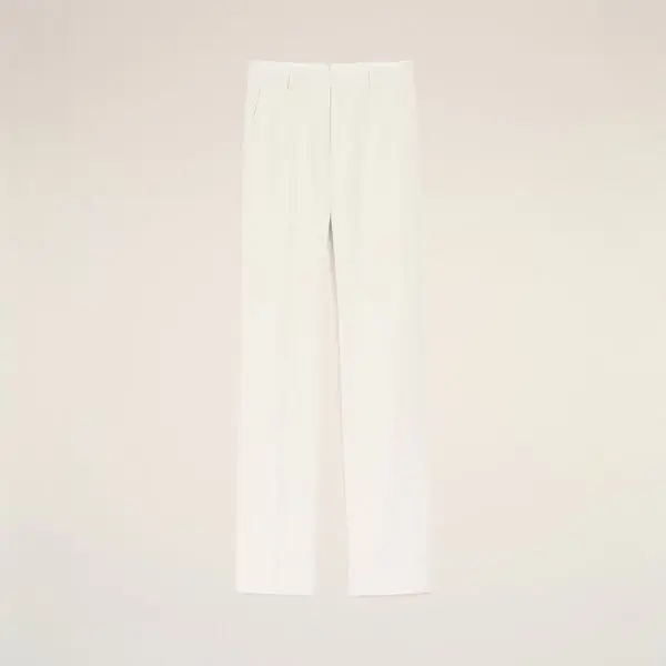AMI Paris Blended Linen Straight Trousers - White Cream