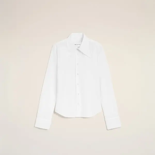 AMI Paris Blended Silk Sharp Collar Shirt - White