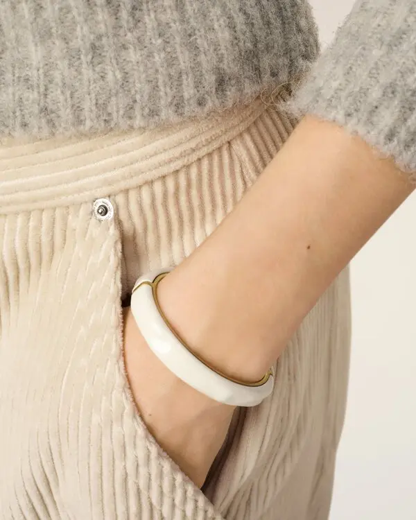 AMI Paris Gold-plated Brass Hammered Lacquered Resin Bracelet